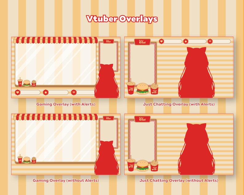 Retro Fast Food Restaurant Diner Twitch / Kick Stream Premade Overlay ...