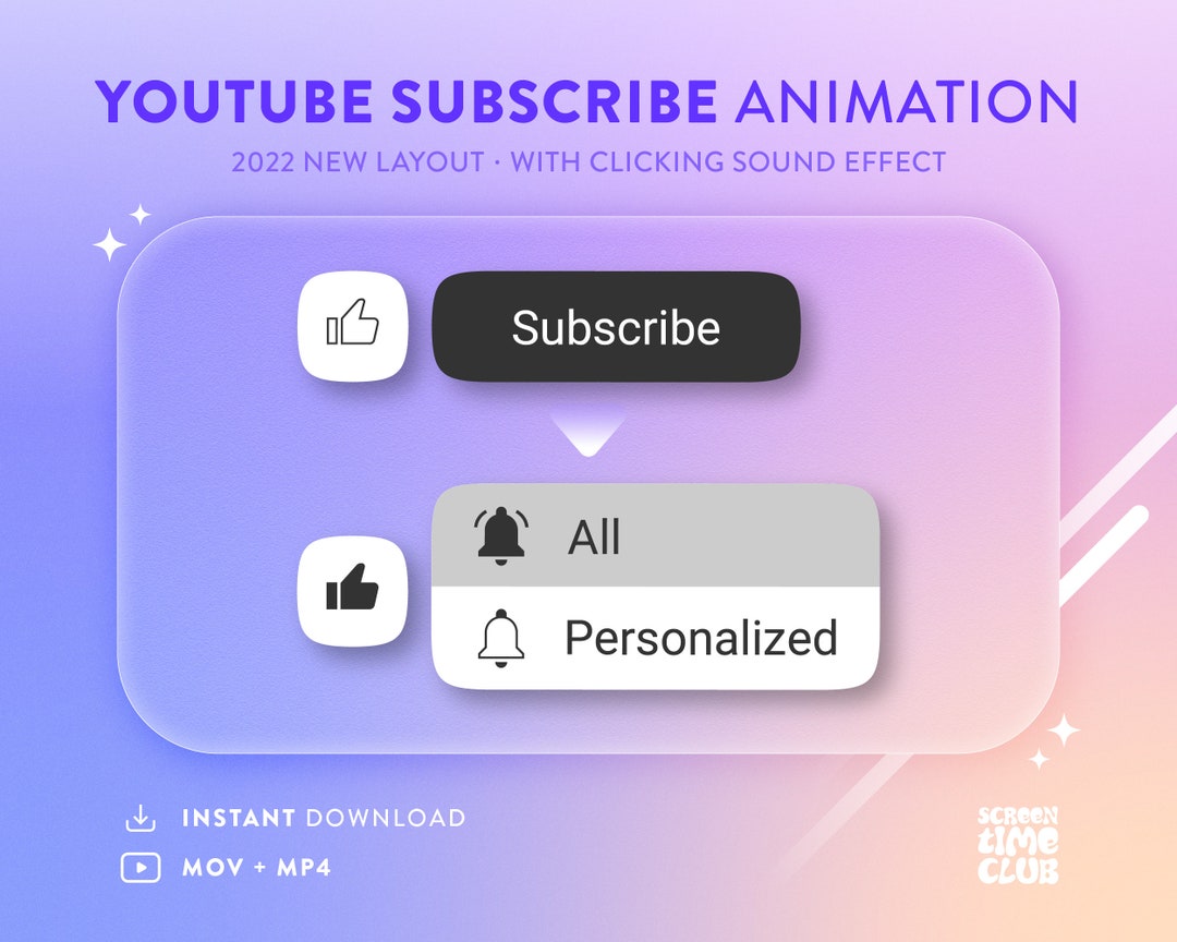 Youtube Subscribe Button Animation With Notification Bell & Like, Video ...