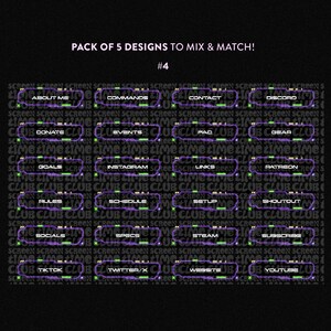 Neon Cyberpunk Twitch Kick Panels, 5 Packs of 24 Panels, Streaming ...