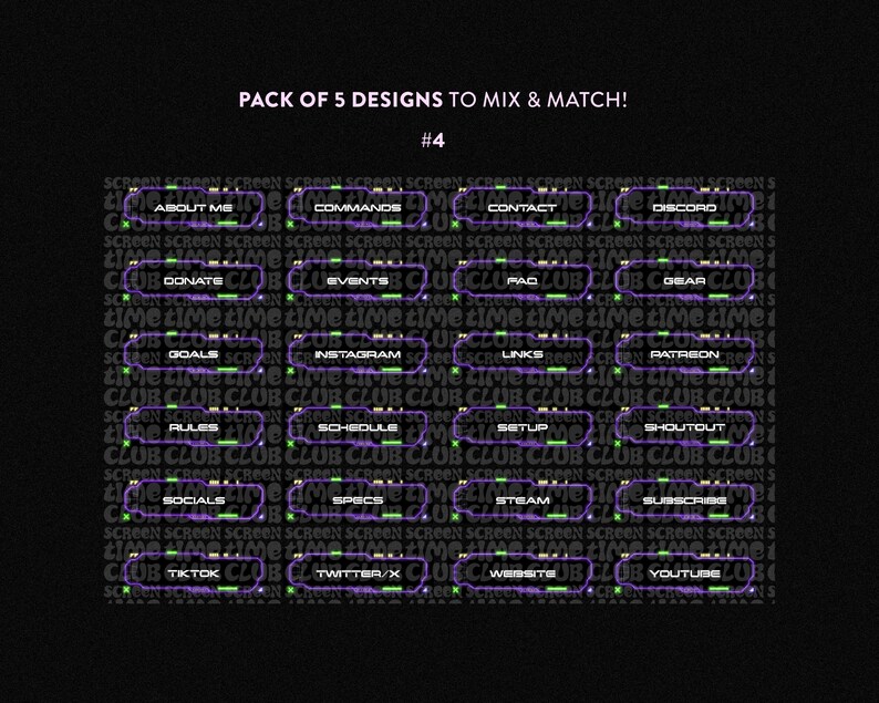 Neon Cyberpunk Twitch Kick Panels, 5 Packs of 24 Panels, Streaming ...