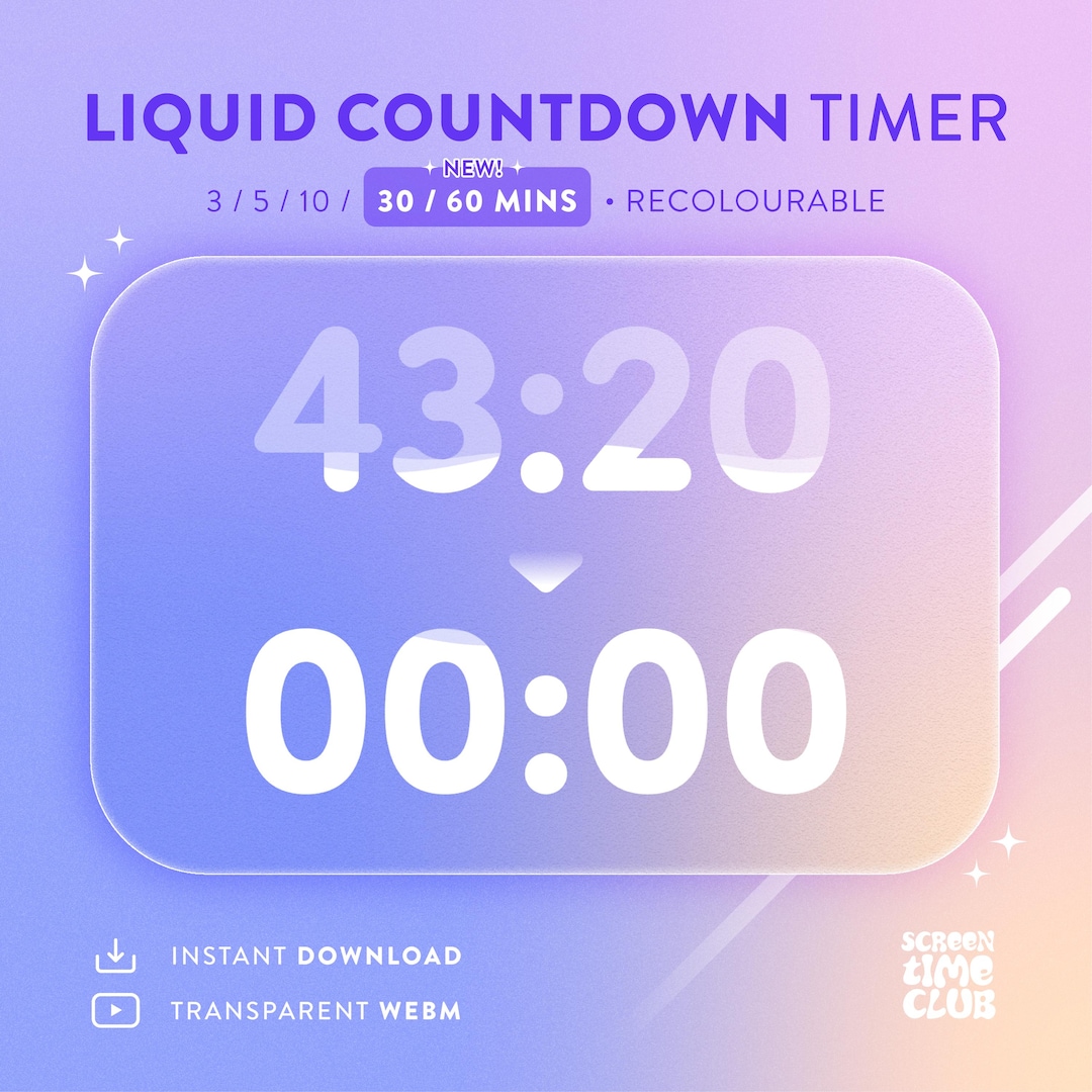 Liquid Countdown Timer Animation, 3 / 5 / 10 / 30 / 60 Mins, Twitch ...