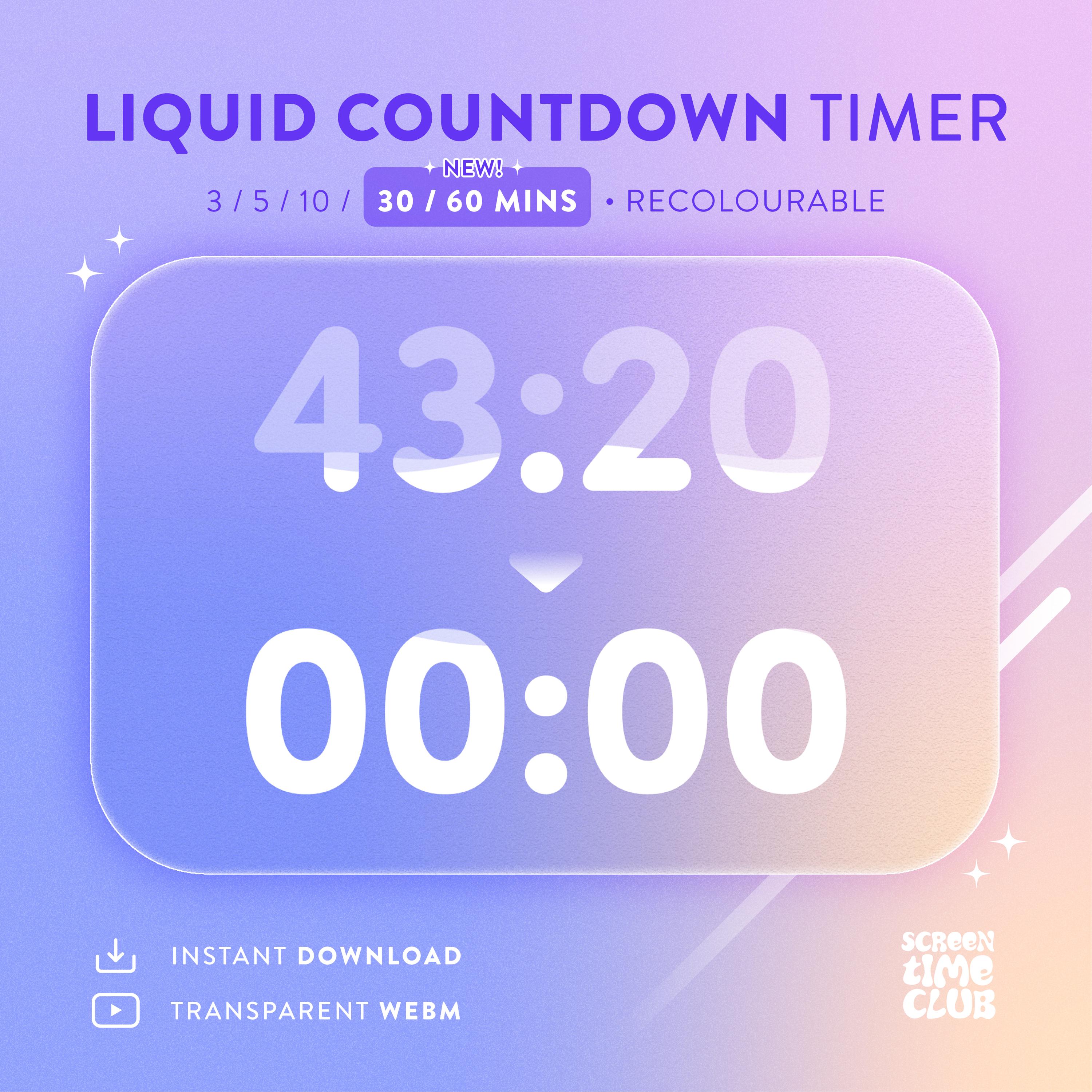 Liquid Countdown Timer Animation, 3 / 5 / 10 / 30 / 60 Mins, Twitch ...