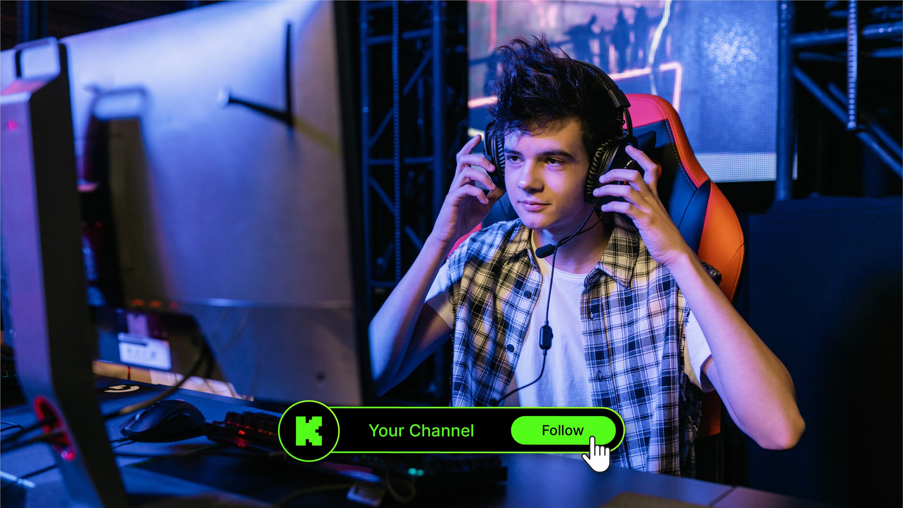 Custom Kick Follow Button Animation Youtube Video Intro Social Media Lower Thirds Stream 8840