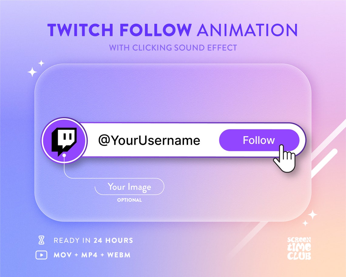 Custom Twitch Follow Button Animation, Youtube Video Intro Social Media Lower Thirds Overlay ...