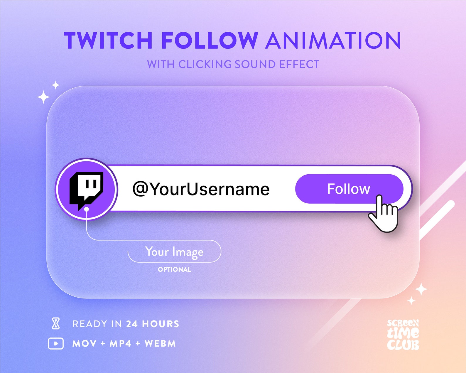 Custom Twitch Follow Button Animation, Youtube Video Intro Social Media Lower Thirds Overlay ...