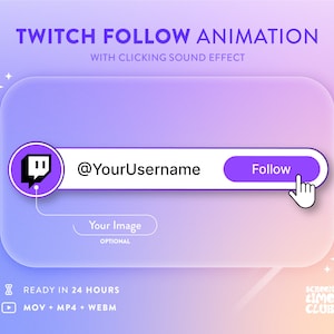 Custom Twitch Follow Button Animation, Youtube Video Intro Social Media ...