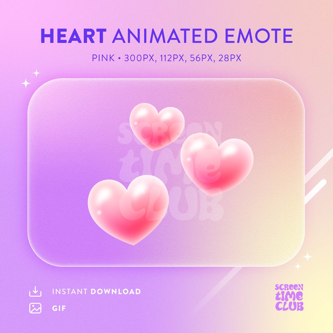 Flying Pink Heart Animated Emote for Streaming, Twitch, Kick, Discord ...