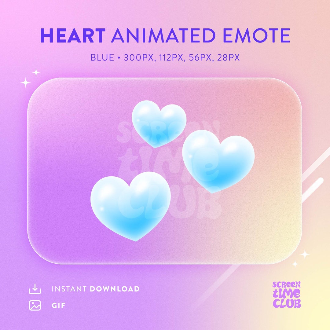 Flying Blue Heart Animated Emote for Streaming, Twitch, Kick, Discord ...