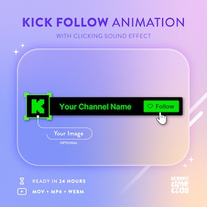 Custom Kick Follow Button Animation, Youtube Video Intro Social Media ...