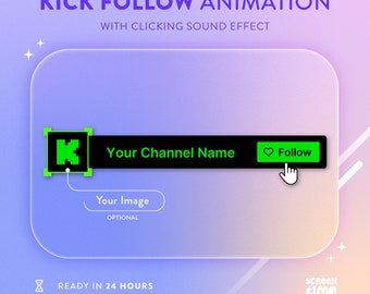 Custom Kick Follow Button Animation, Youtube Video Intro Social Media Lower Thirds, Stream ...