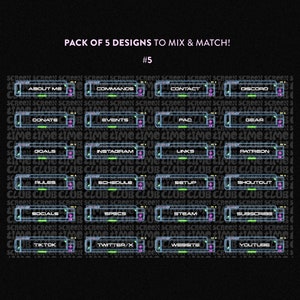 Neon Cyberpunk Twitch Kick Panels, 5 Packs of 24 Panels, Streaming ...