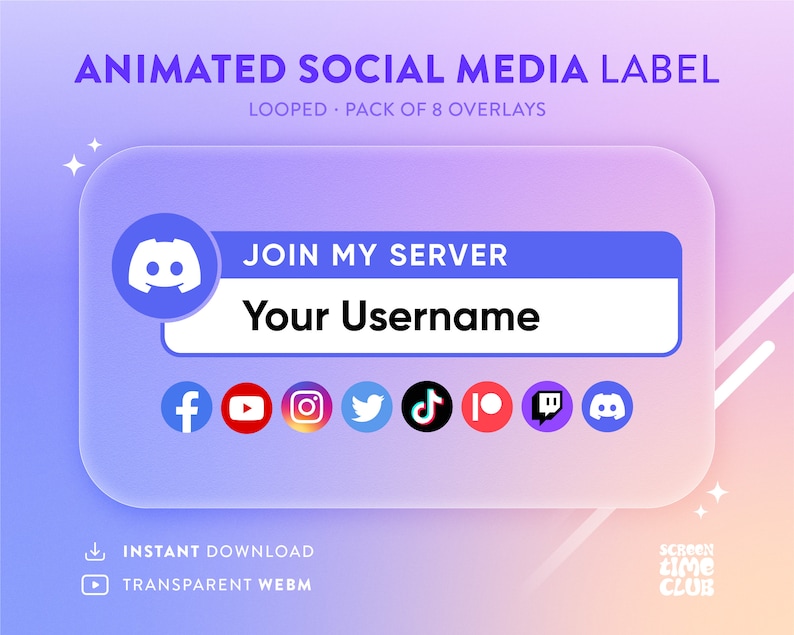 Animated Social Media Blank Label / Template Overlay for Twitch / Kick ...