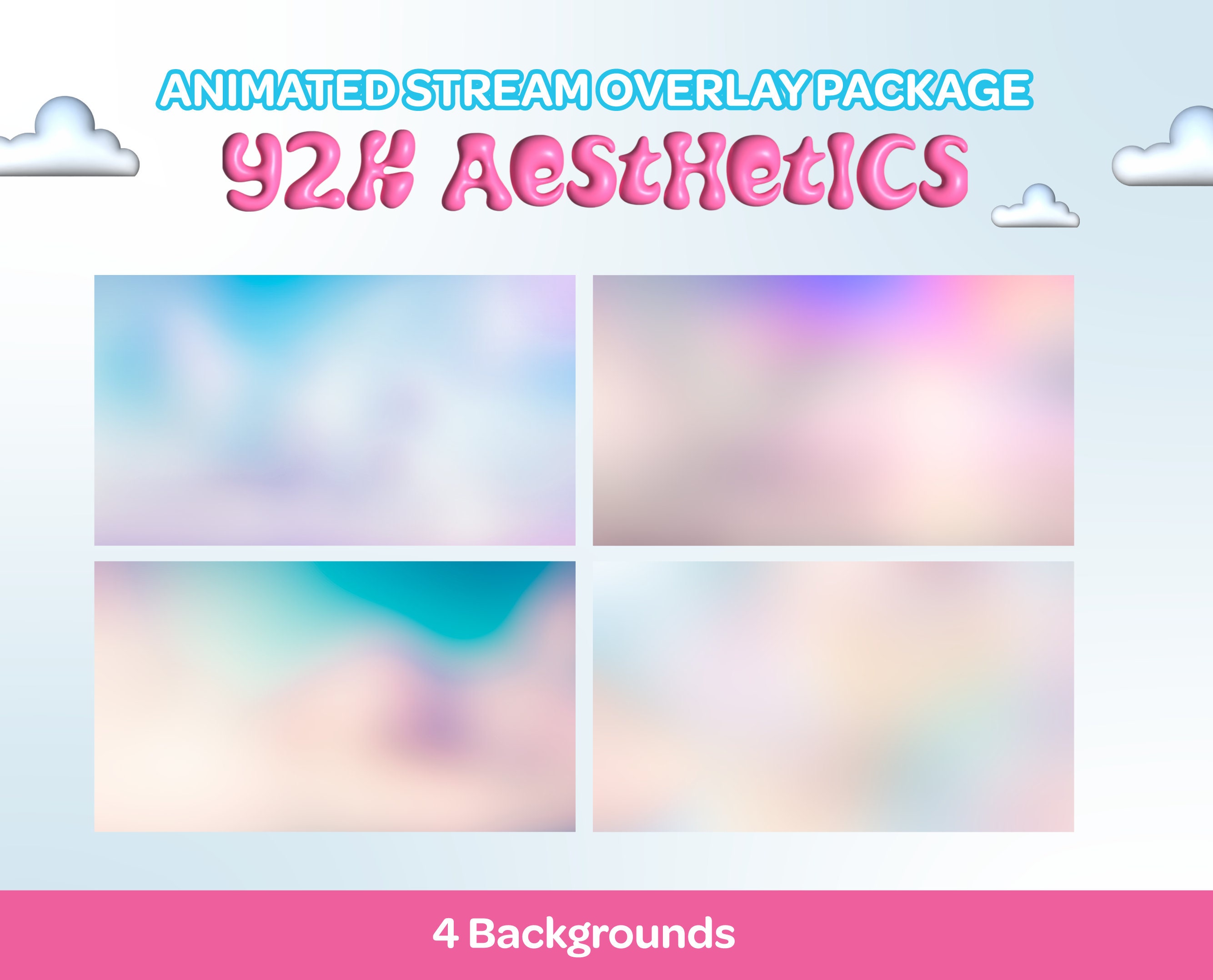 Animated Twitch / Kick Stream Overlay Package, Y2K Aesthetic, Pastel ...