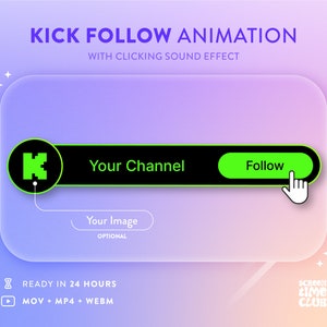Custom Kick Follow Button Animation, Youtube Video Intro Social Media ...