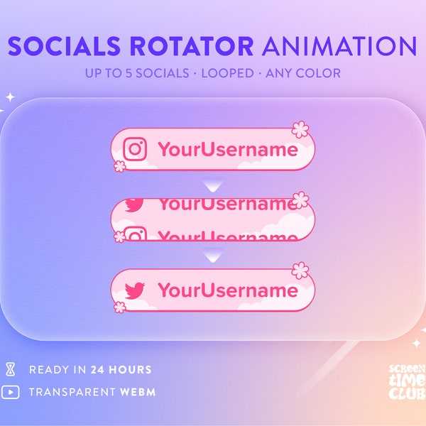 Twitch Animated Social Overlay - Etsy