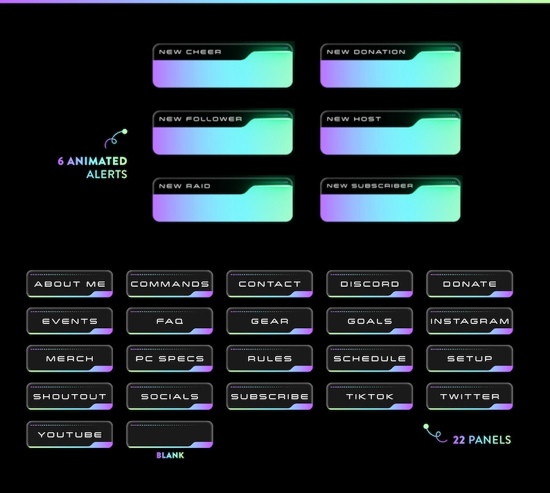 Cyber Gradient Animated Stream Overlay Package (instant Download) - Etsy