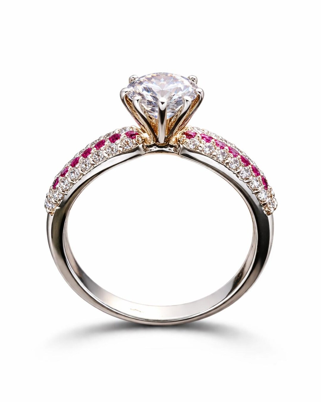 Pink Moissanite Engagement Ring | Silver Bridal Band, Diamond ...