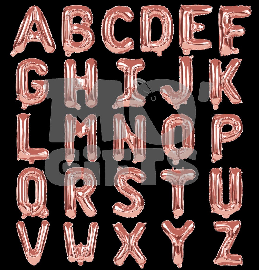 Rose Gold Foil Balloon Alphabet A-Z Letters PNG & SVG Bundle for ...