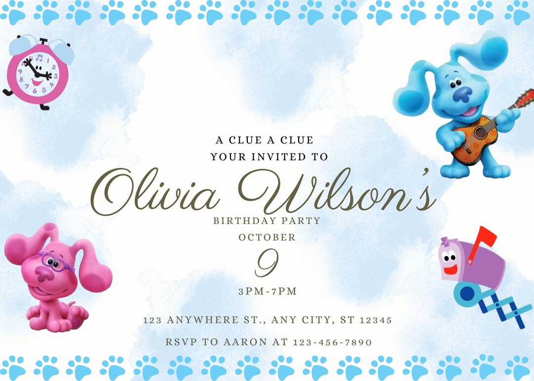 Blue Clue Birthday Invitation - Etsy