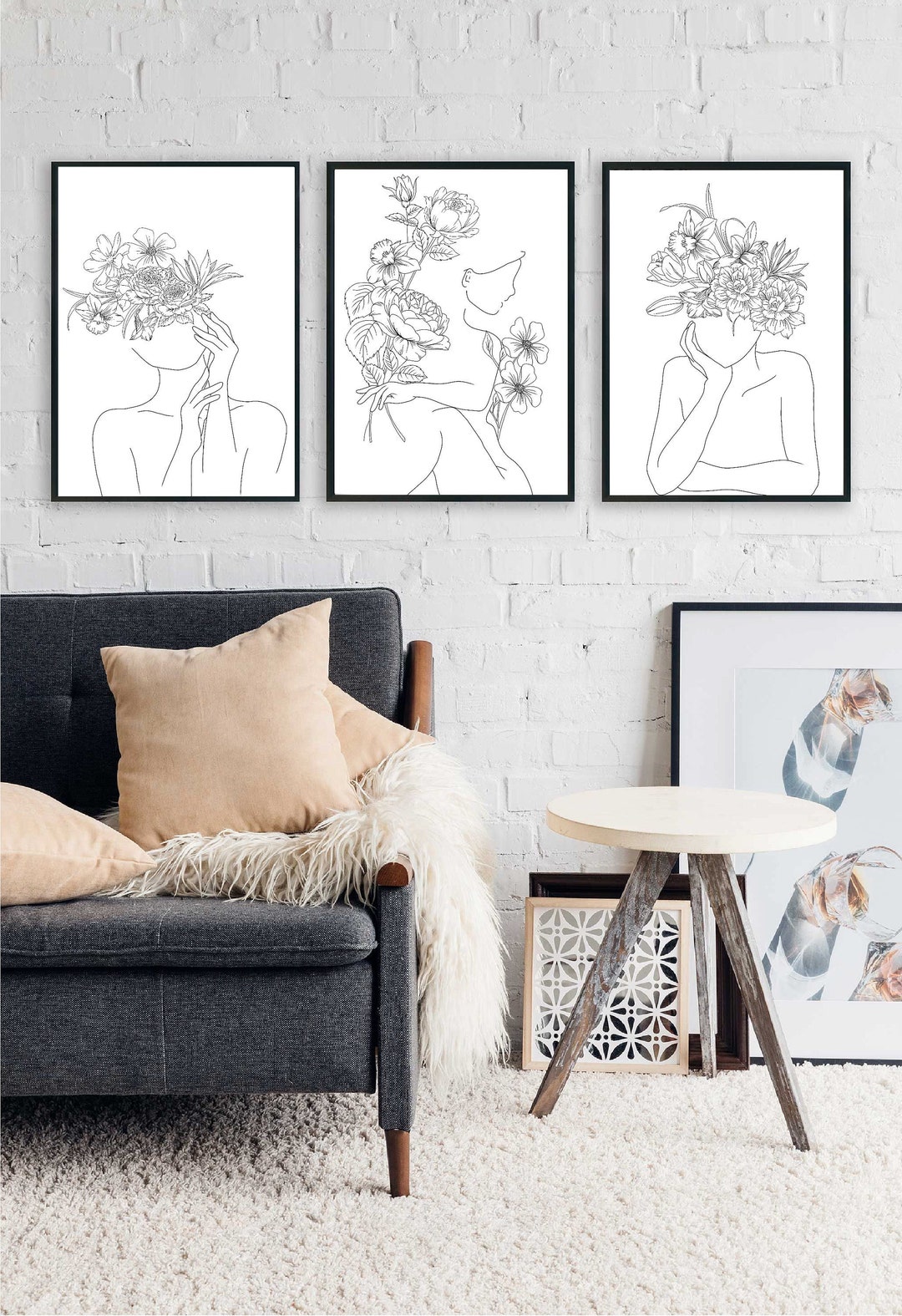 Women Line Drawing Print, Minimalist Line Home Décor, Modern Body Line ...