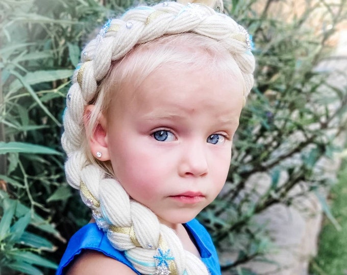 Elsa Wig, Elsa Yarn Wig, Elsa Hair, Elsa Braid, Elsa Wig, Sparkly White ...