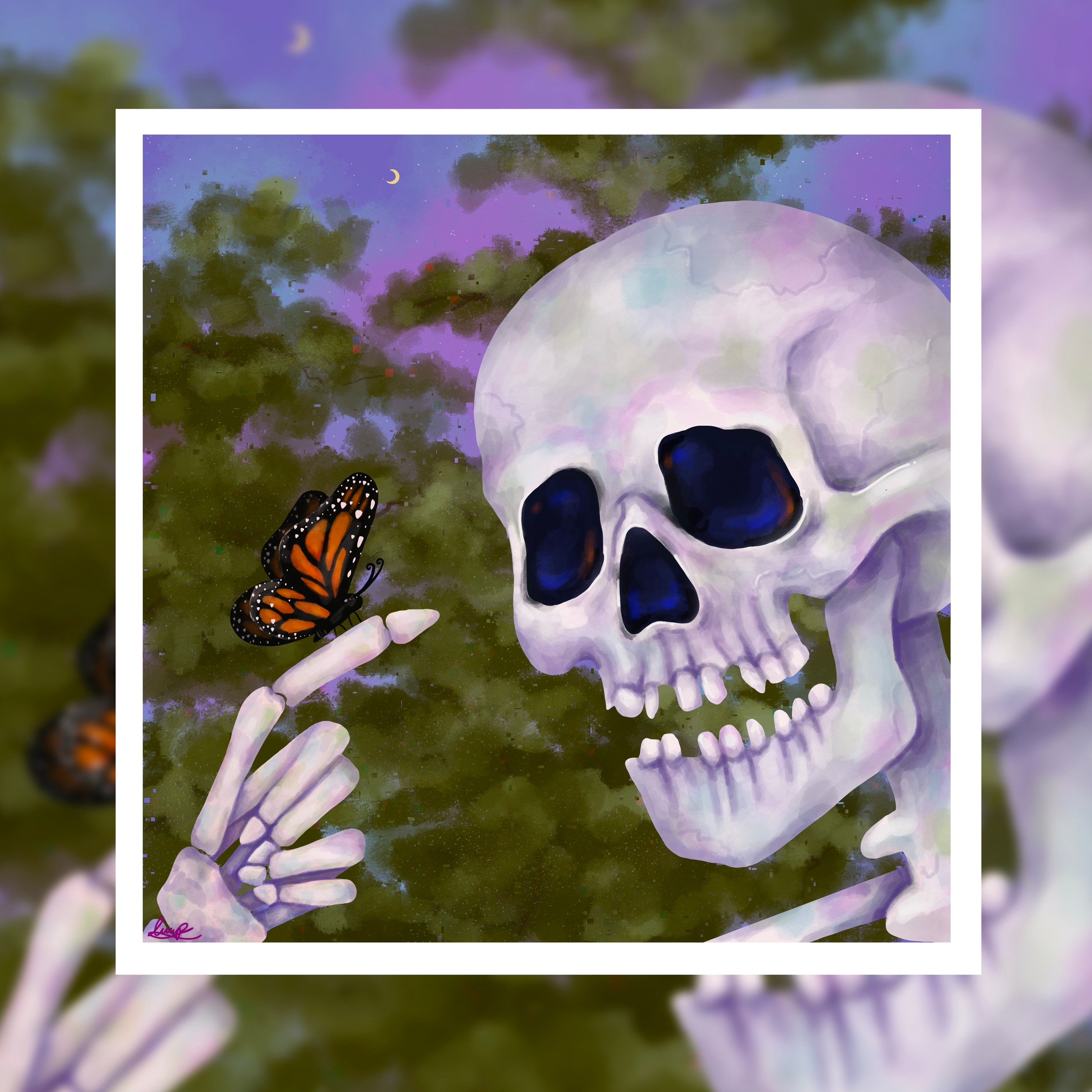 Skeleton Art Print monarch - Etsy