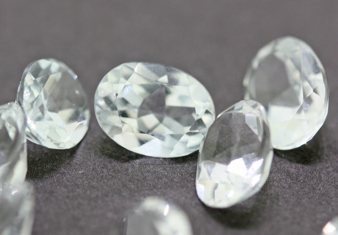 Piedra de topacio blanco ovalado facetado / 5 X 7 mm / 6 x 8 mm / 7 x 9 ...