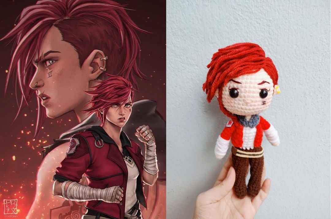 Crochet Arcane Vi Plush Doll, Criminal Character, LOL Stuffed Toy, Game ...
