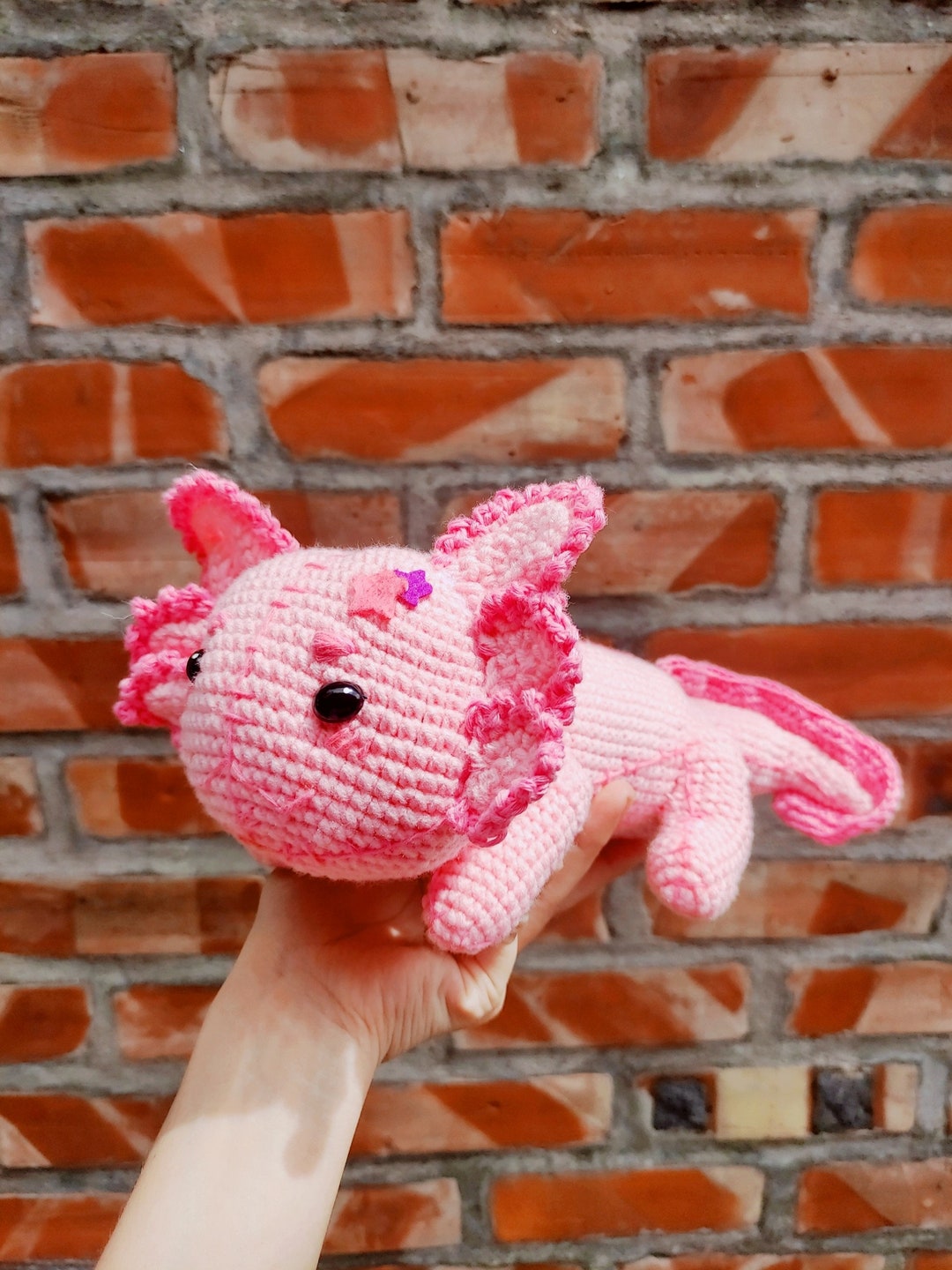 Axolotl Crochet, Axolotl Plush, Stuffed Axolotl, Sunflower Axolotl ...