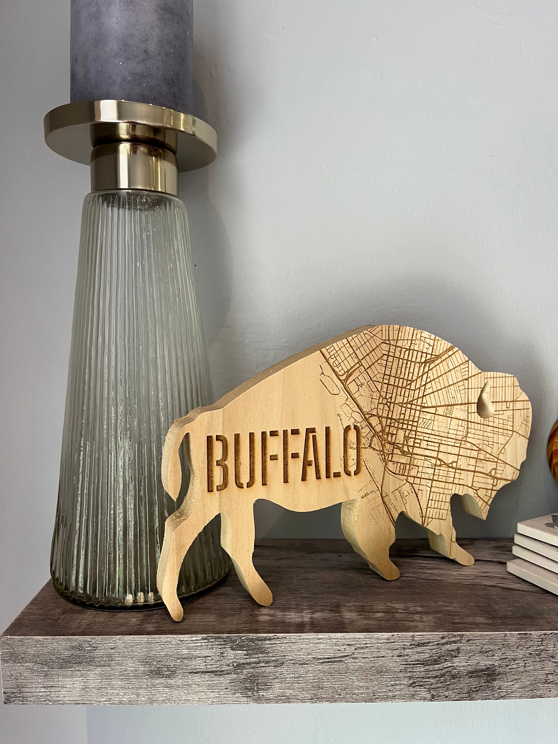 Wooden city of Buffalo Map Standing Buffalo - Etsy