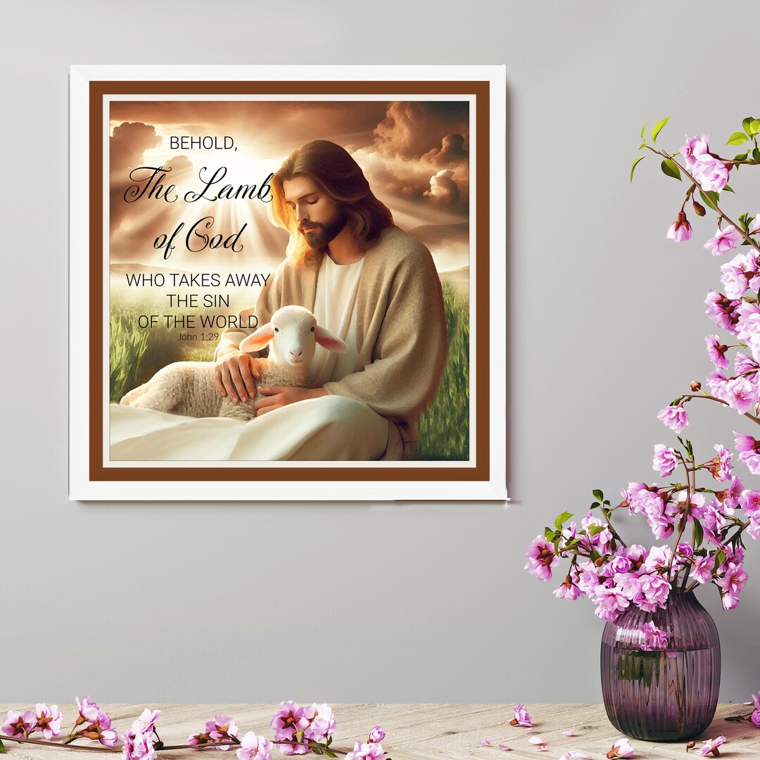 Lamb of God Wall Art, Printable Bible Verse John 1-29 Art, Jesus and ...