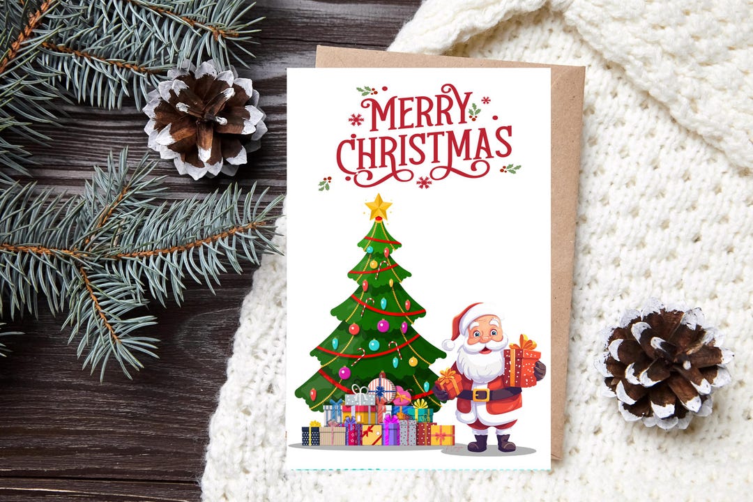 Santa Christmas Card, Printable Holiday Greeting (digital Download) - Etsy
