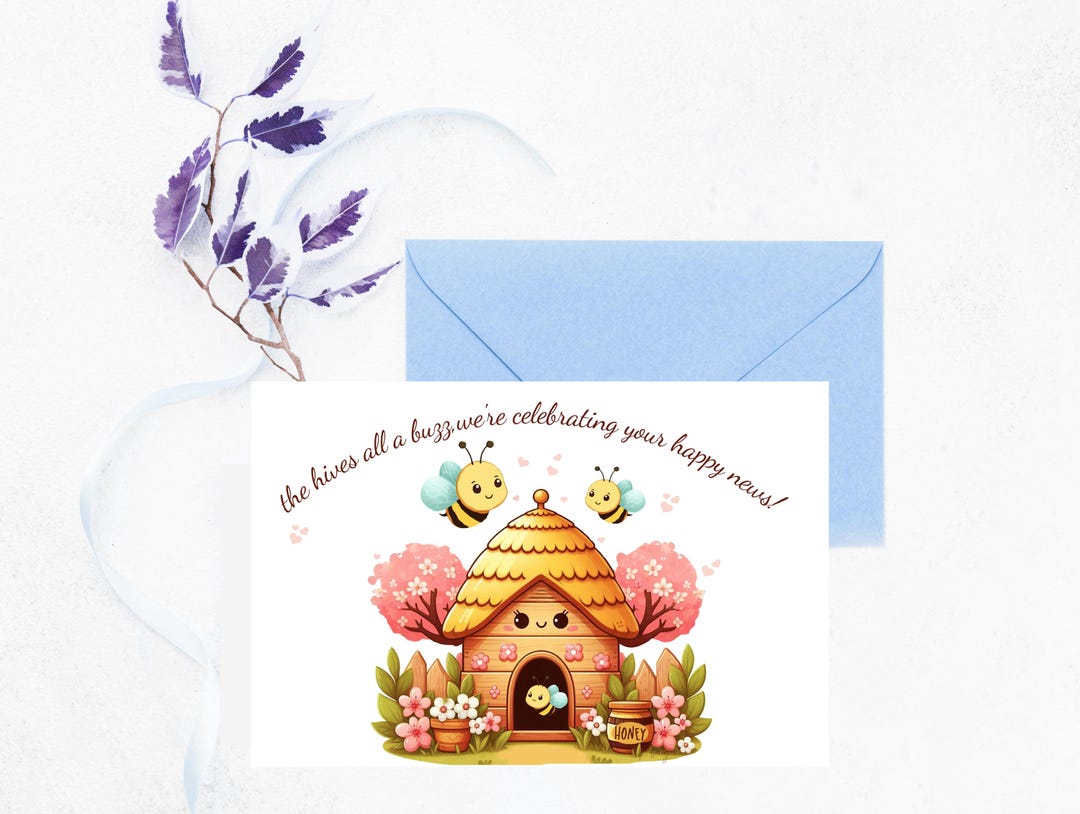 Congratulations Card, Bees and Hive Card, DIY Download Card, Congrats ...
