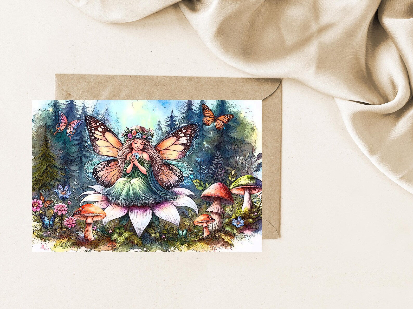 Butterfly Fairy Greeting Card, Fairy Birthday Card, Fairy Note Card ...