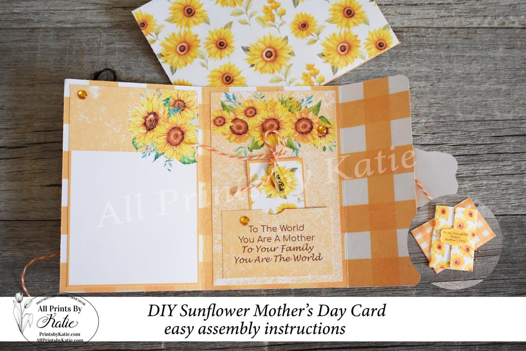 DIY Sunflower Mothers Day Card, Grandma Mothers Day Card, Wife Mothers ...