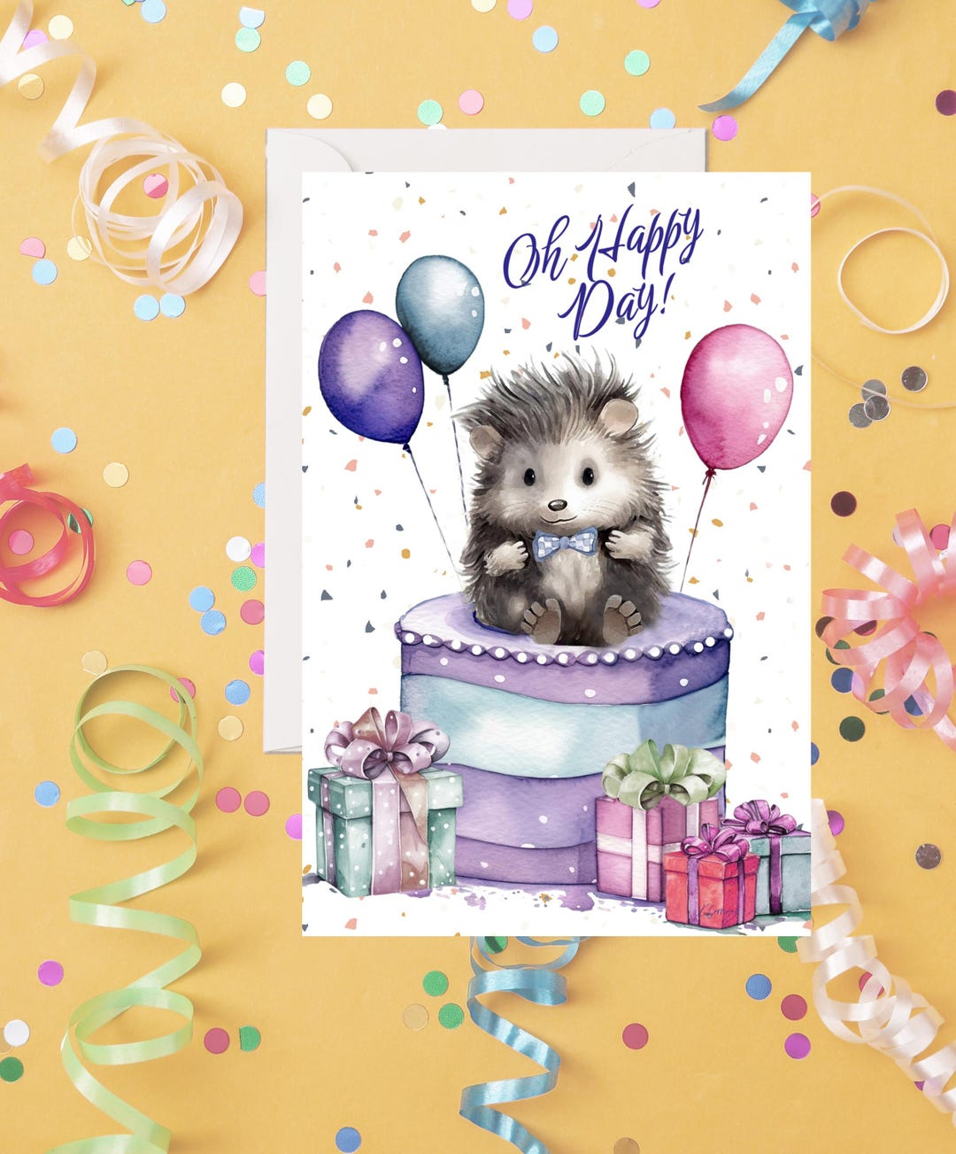 Hedgehog Birthday Card, DIY Download Birthday Card, Birthday Card for ...