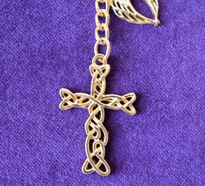 Gold Celtic Cross Keychain, Guardian Angel Wings, Spiritual Gift - Etsy