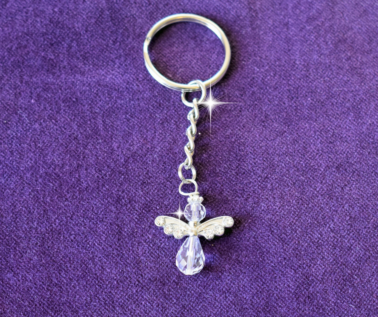 Guardian Angel Keychain Crystal Angel Keyring Crystal | Etsy