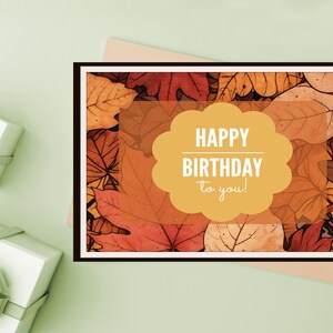 Autumn Leaves Birthday Card: Printable Fall Colors (digital Download ...