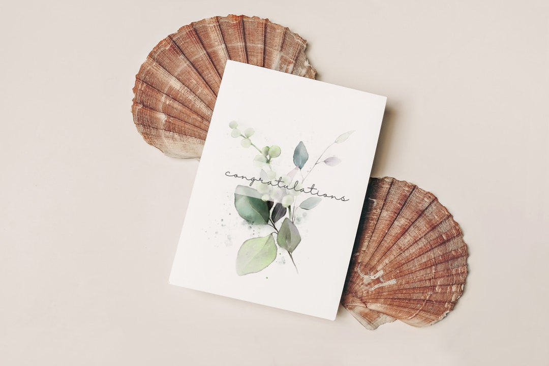 Simple and Professional Congratulations Card With Modern Greenery ...