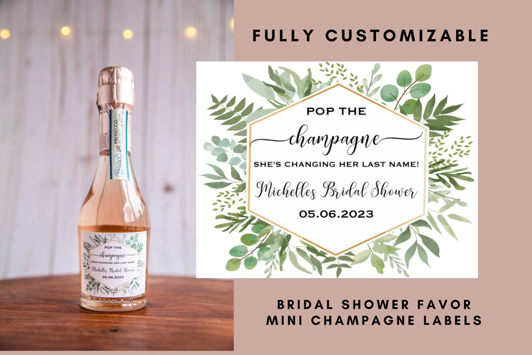 Bridal Shower Mini Champagne Labels, Wedding Shower Favors, Small ...