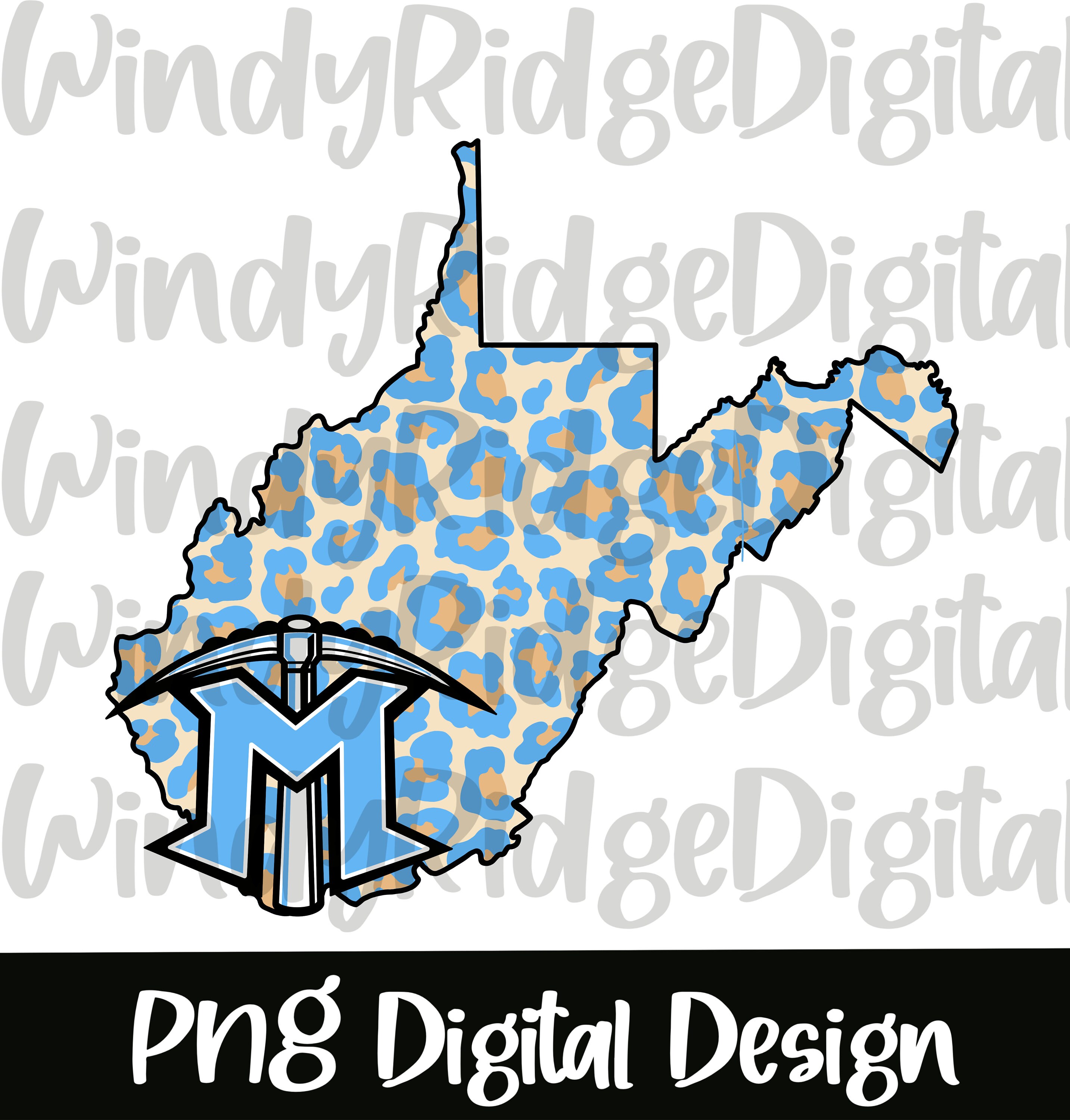 Mingo Central Miners Leopard Print West Virginia State Shape PNG File ...