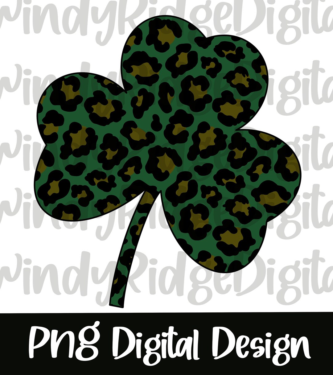 Green Leopard Print Shamrock PNG File for Sublimation - Etsy