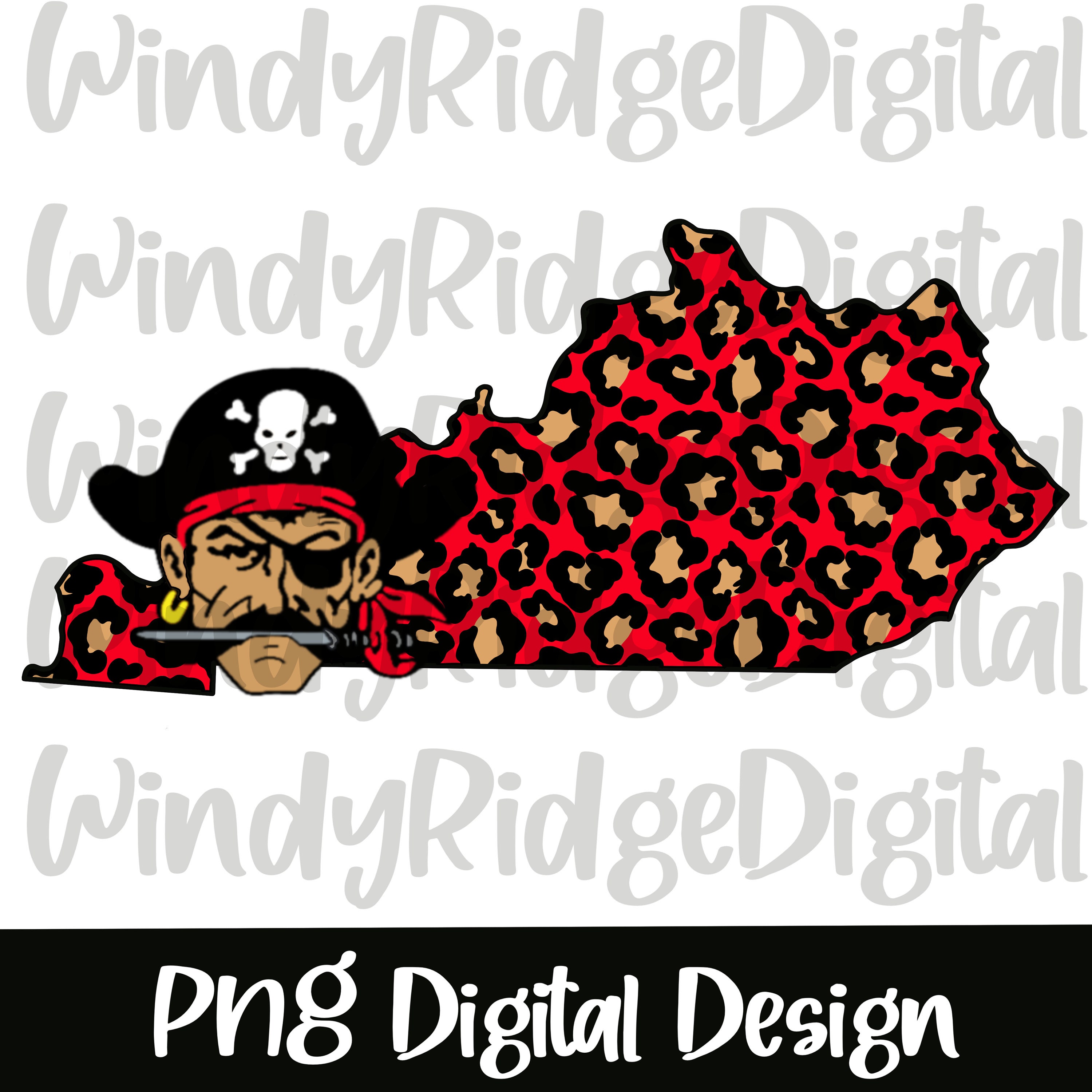 Belfry Pirates Leopard Print Kentucky State Shape PNG File for ...