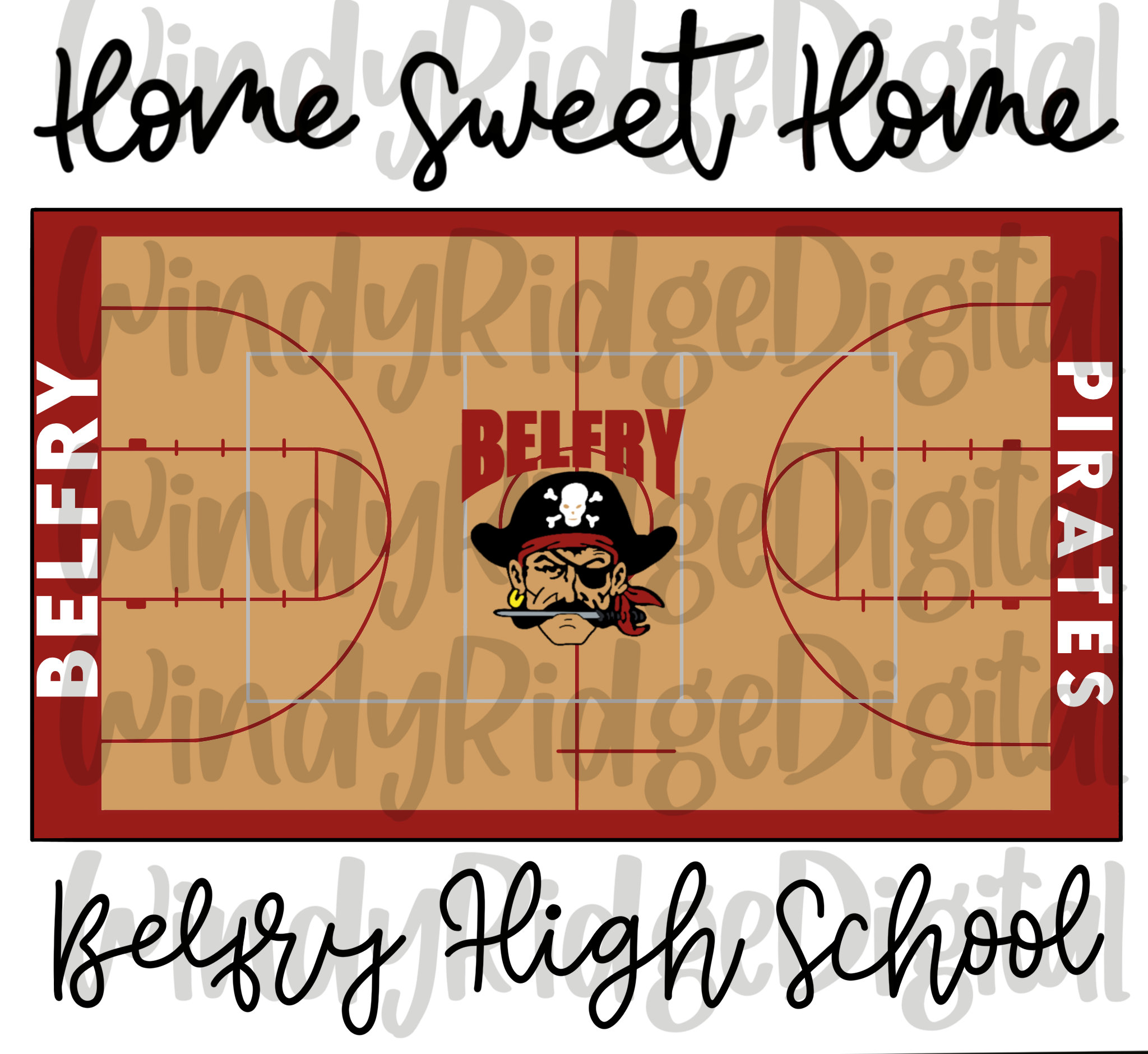 Belfry High School Basketball Court PNG File for Sublimation - Etsy