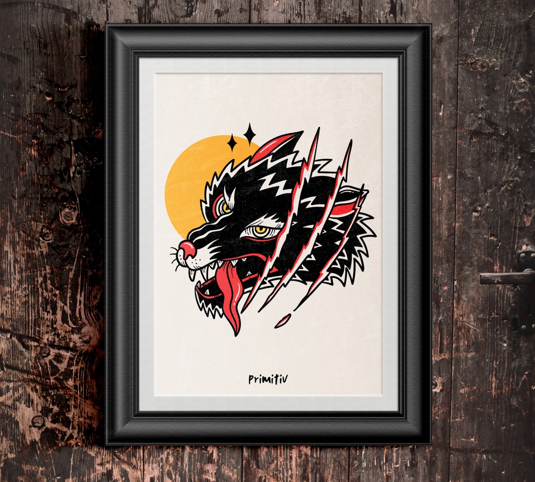 Dark Howler Traditional Tattoo Art Poster - Etsy