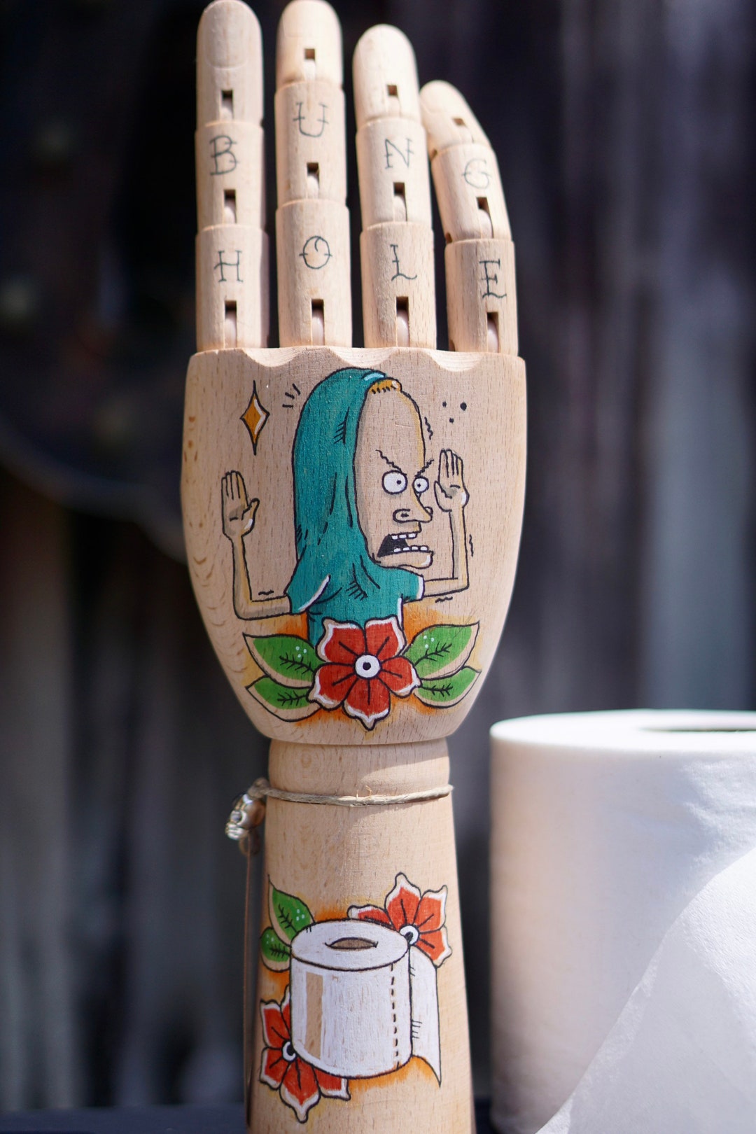 The Great Cornholio Traditional Tattoo Art Wooden Hand - Etsy