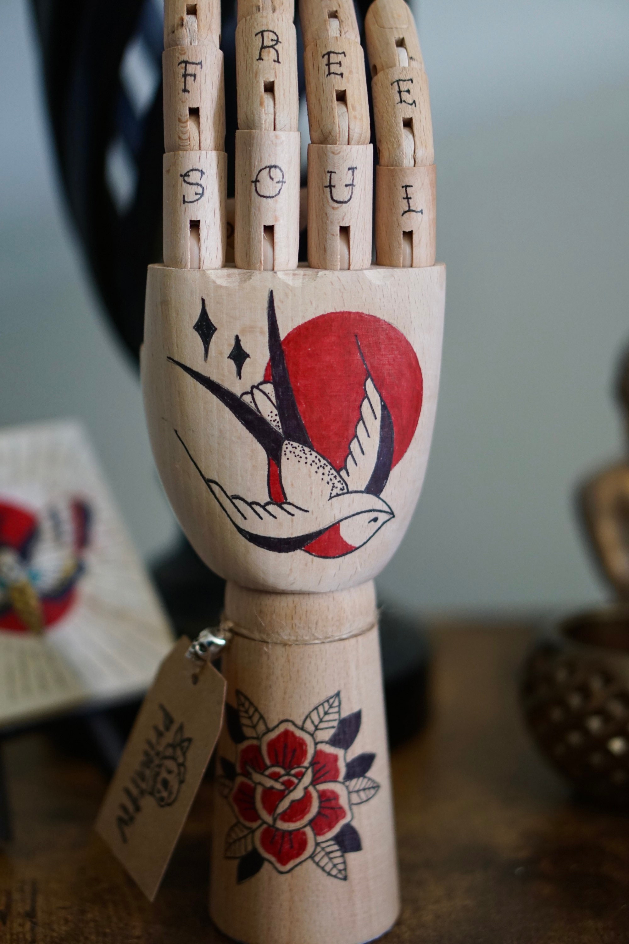 Free Soul Traditional Tattoo Art Wooden Hand - Etsy Canada