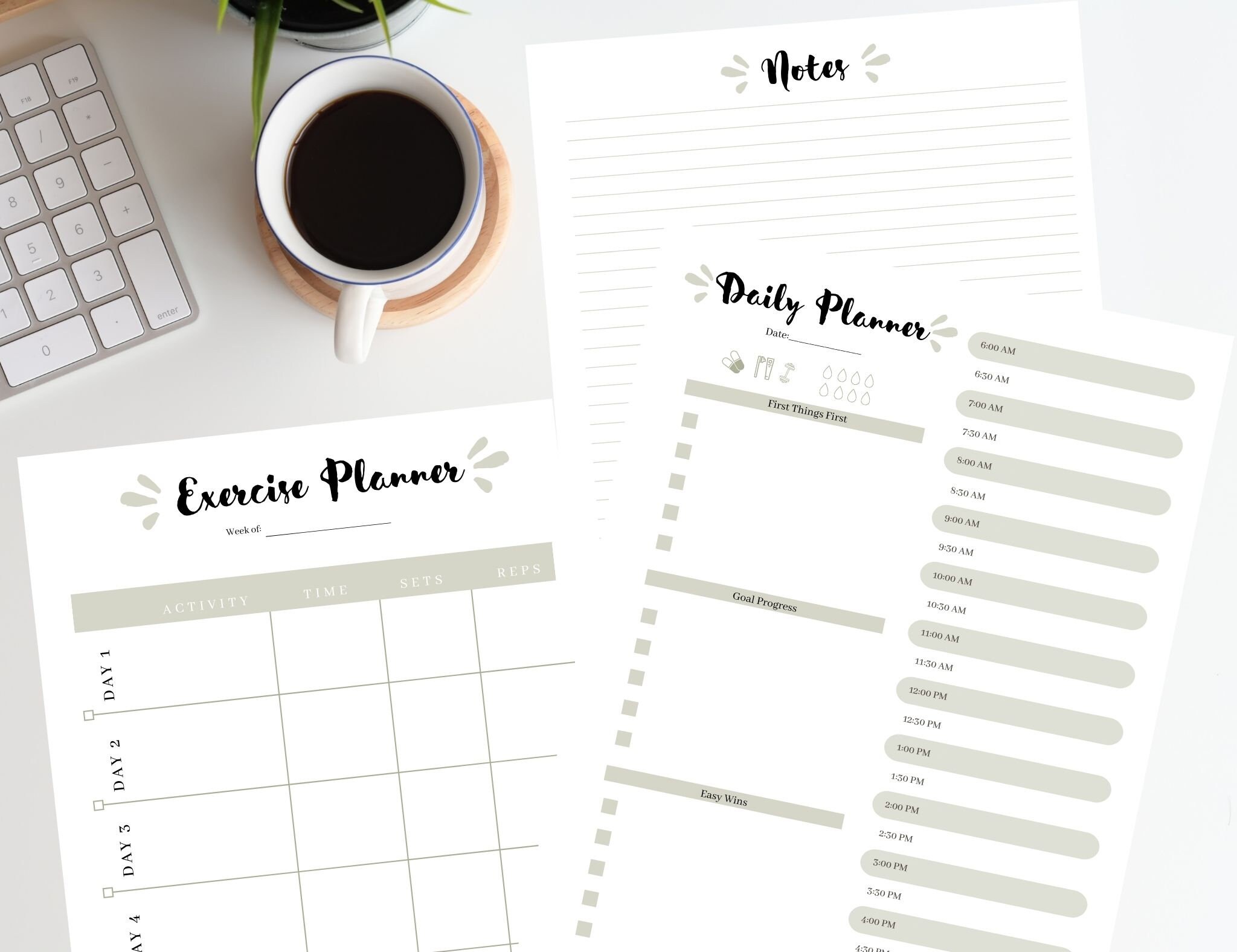Adult ADHD Friendly Printable Planner Bundle Light Olive - Etsy