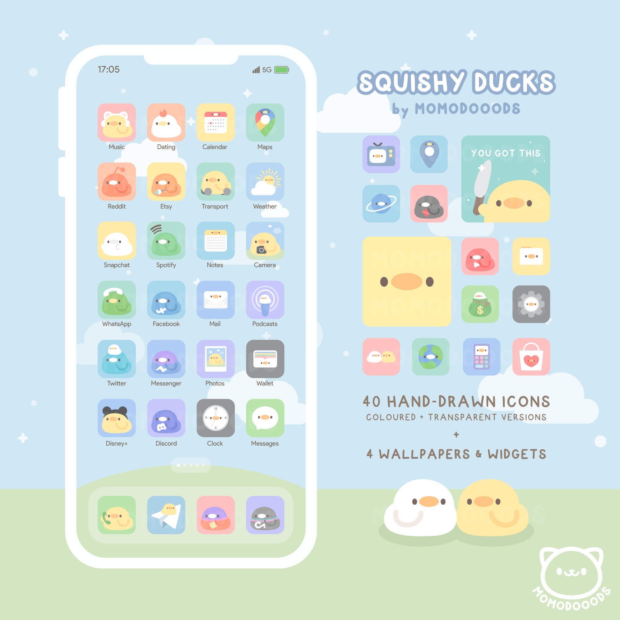 Cute Pastel Squishy Duck App Icon Pack Ios & Android - Etsy